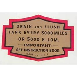 DRAIN NOTICE DECAL 1936 Knuckle Oil Tank